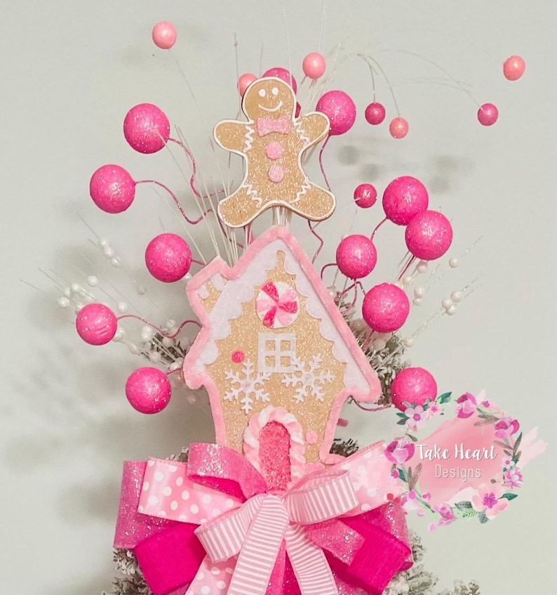 Pink Gingerbread Christmas Tree Topper, Gingerbread Christmas Tree ...
