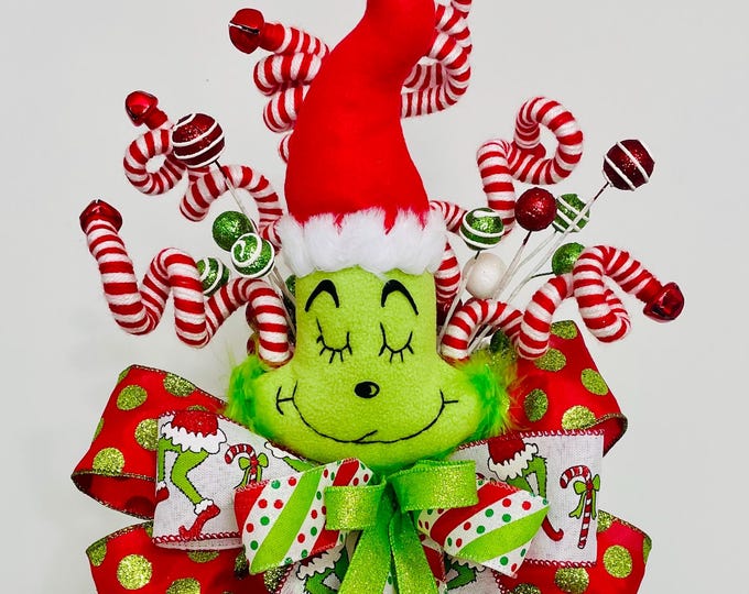 Grinch Tree Topper, Grinchmas Decor, Christmas Tree Topper, Grinch ...