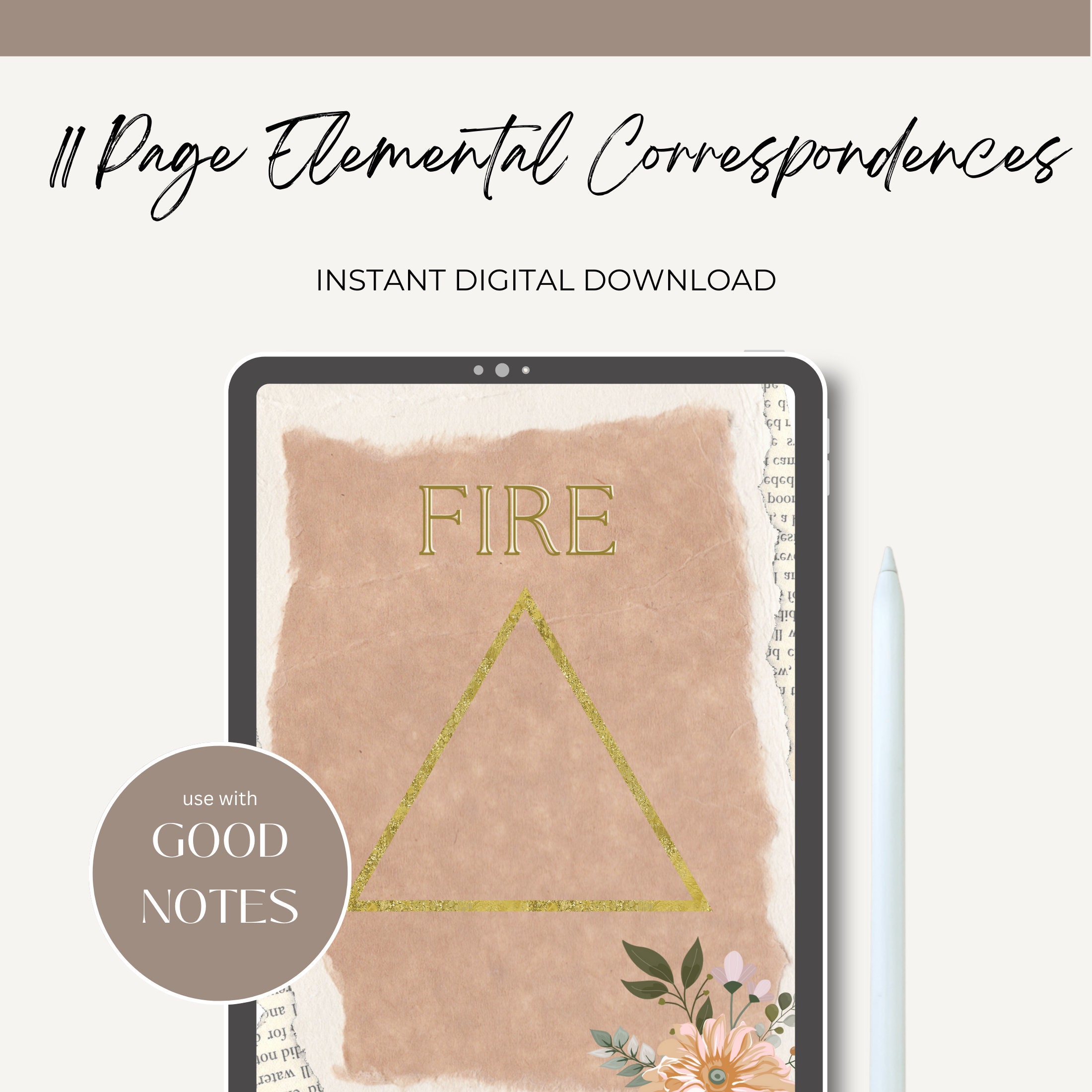 Element Correspondences A4 A5 Grimoire Book of Shadows Elemental ...