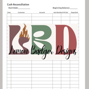 Cash Sheet Simple PDF or Excel Cash Box Insert Cash Reconciliation Form ...