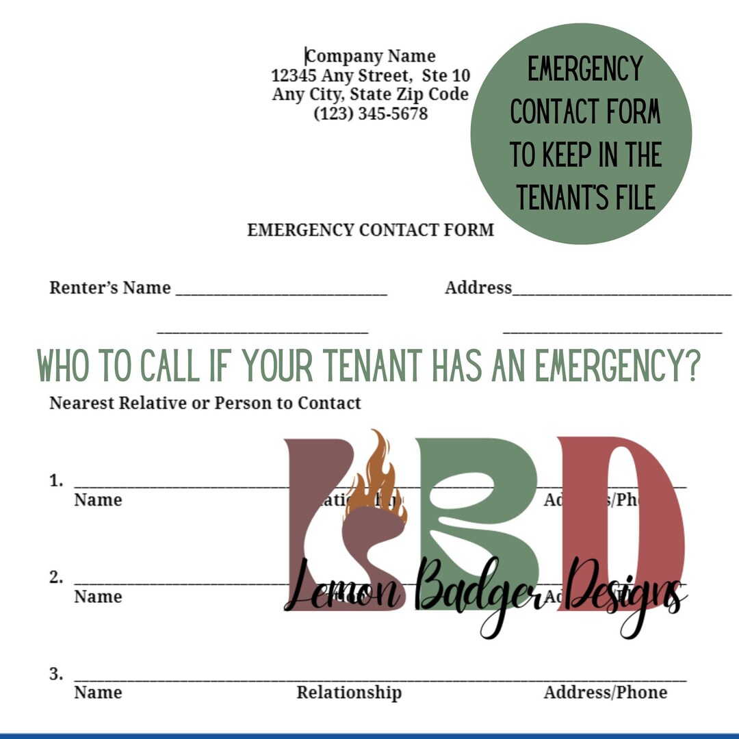 Emergency Contact List Collect Contacts From New Tenant - Etsy