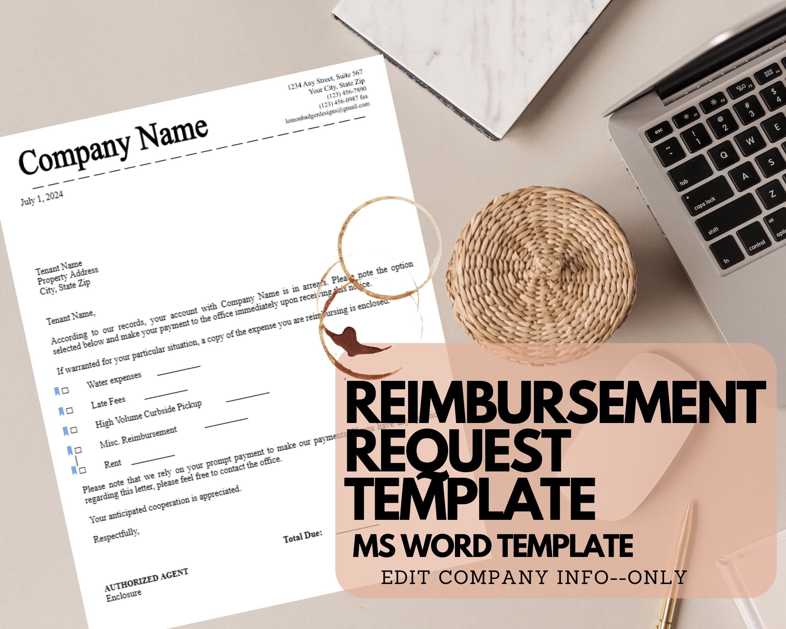 Reimbursement Request Template Property Management Form Google Doc ...