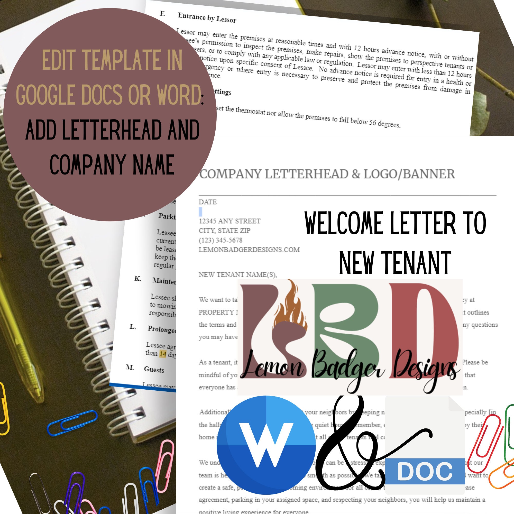New Tenant Welcome Letter Property Management Landlord Template EDIT in ...
