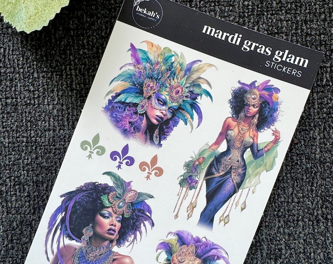 Mardi Gras Stickers | Black Girl Stickers | Black Girl Planner ...