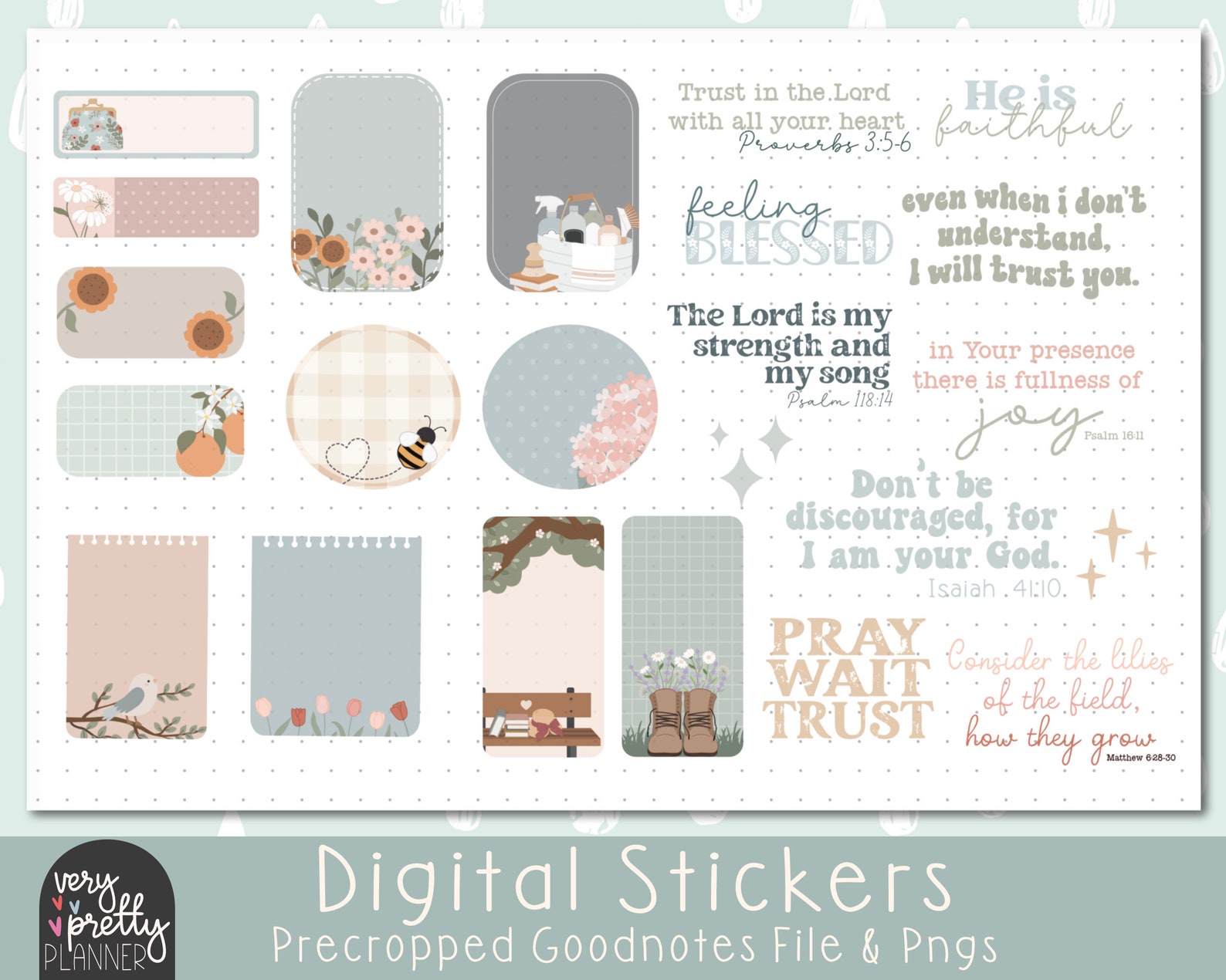 Christian Stickers for Goodnotes, Bible Journaling Digital Stickers ...