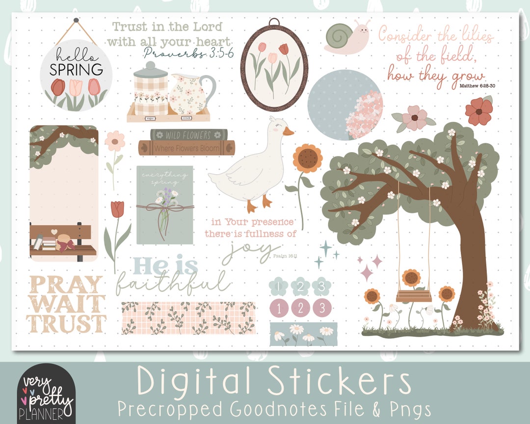 Christian Stickers for Goodnotes, Bible Journaling Digital Stickers ...