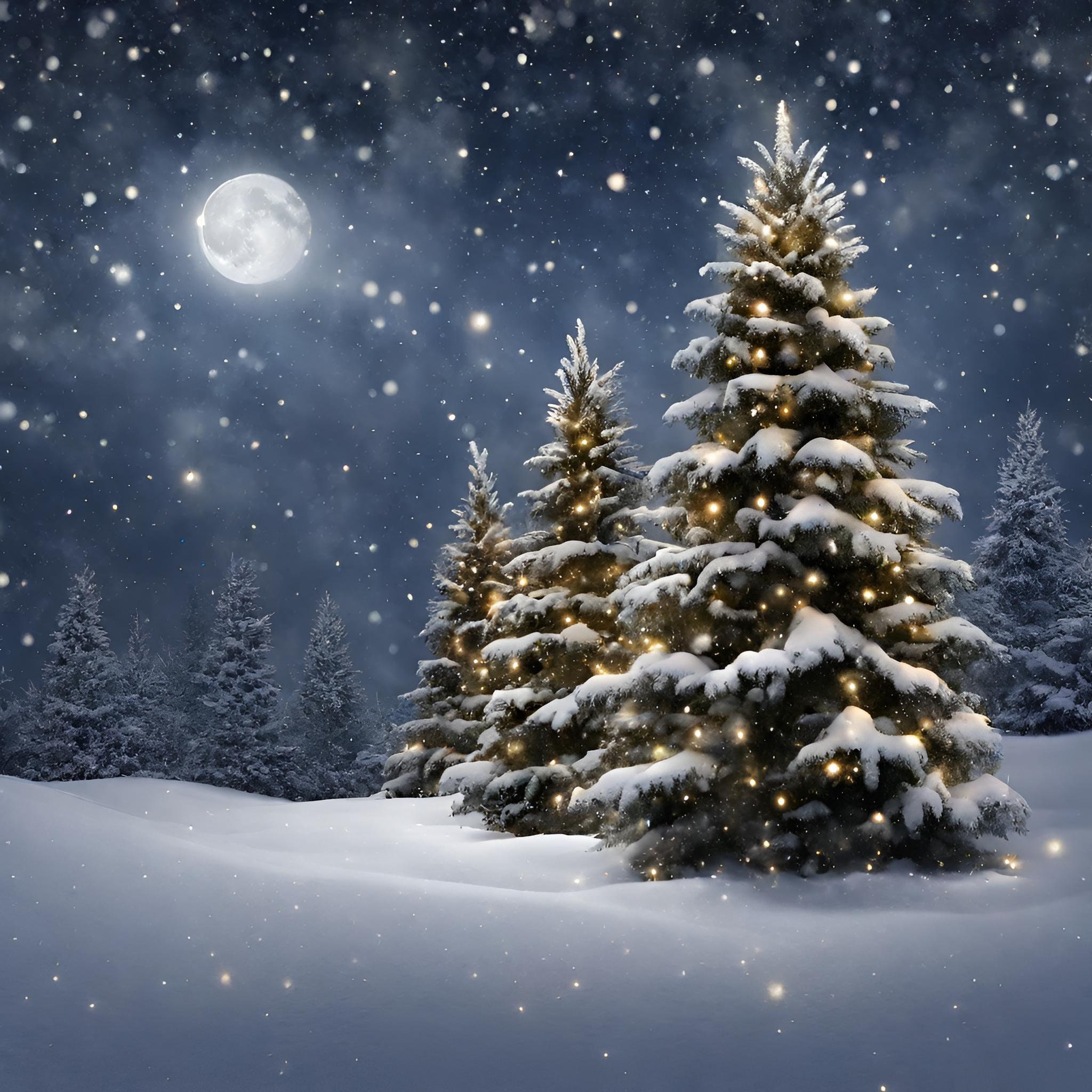 Christmas Wall Art - Trees in the Moonlight - Etsy