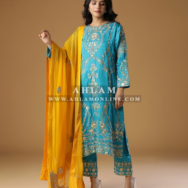 Cyan Blue Dress Suit - Etsy