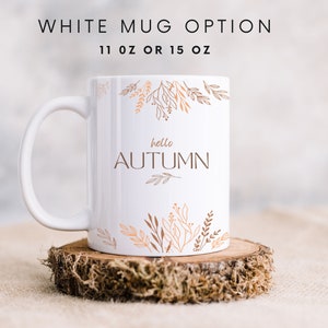 Fall Ceramic Mug, Hello Autumn Mug: Minimalist Fall Design, Elegant ...