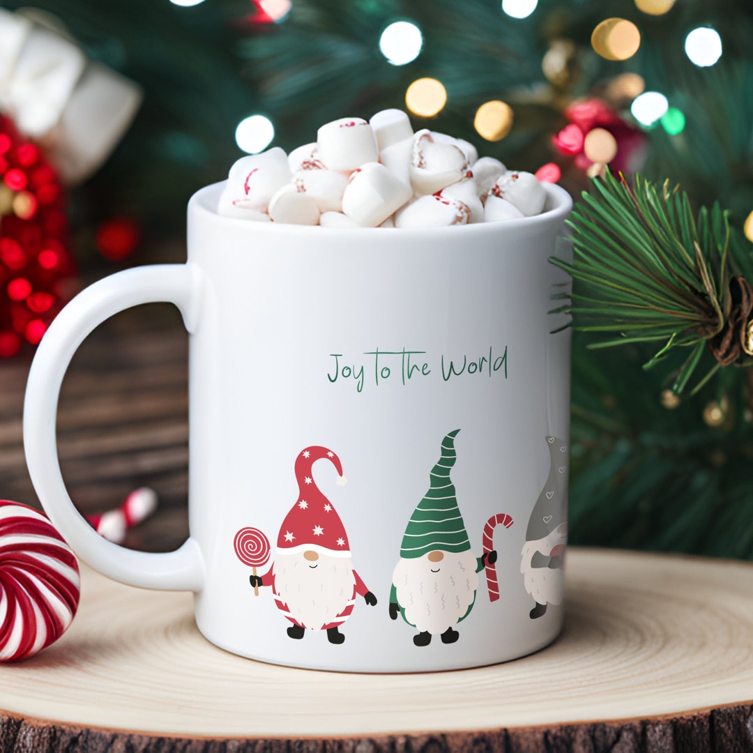 Cute Christmas Mug, Gnome Christmas Mug, Joy to the World, Christmas ...