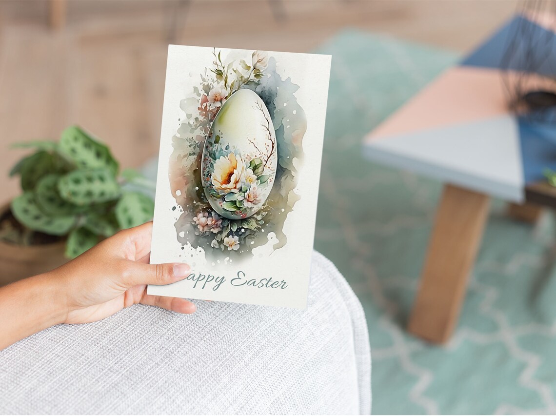 Personalized Easter Card for Her Him. Custom Hand Painted Easter Egg ...