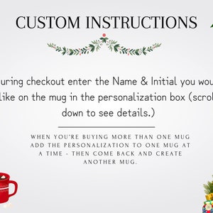 Custom Christmas Monogram Mug, Custom Personalized Cup, Family Monogram ...