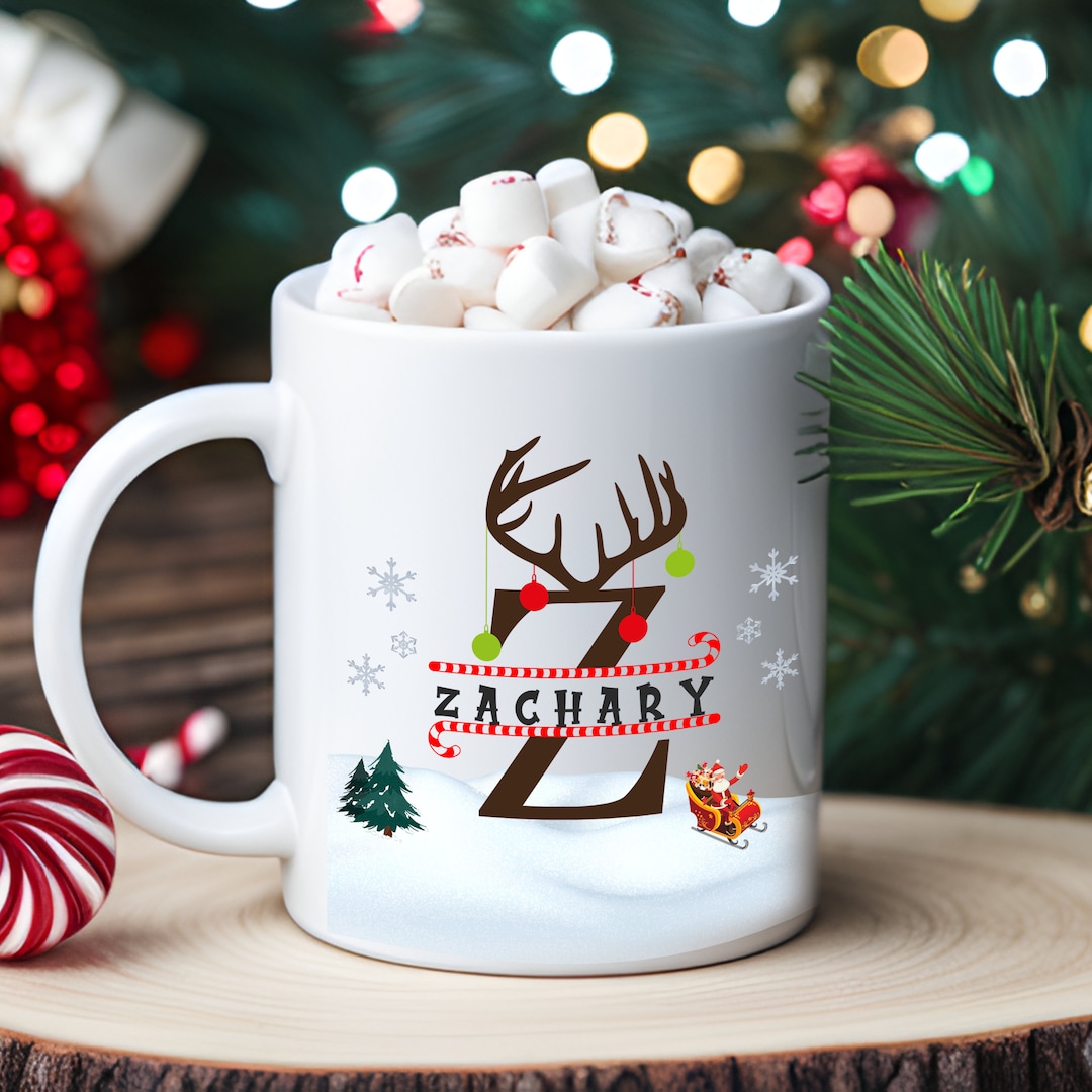 Custom Christmas Monogram Mug, Custom Personalized Cup, Family Monogram ...