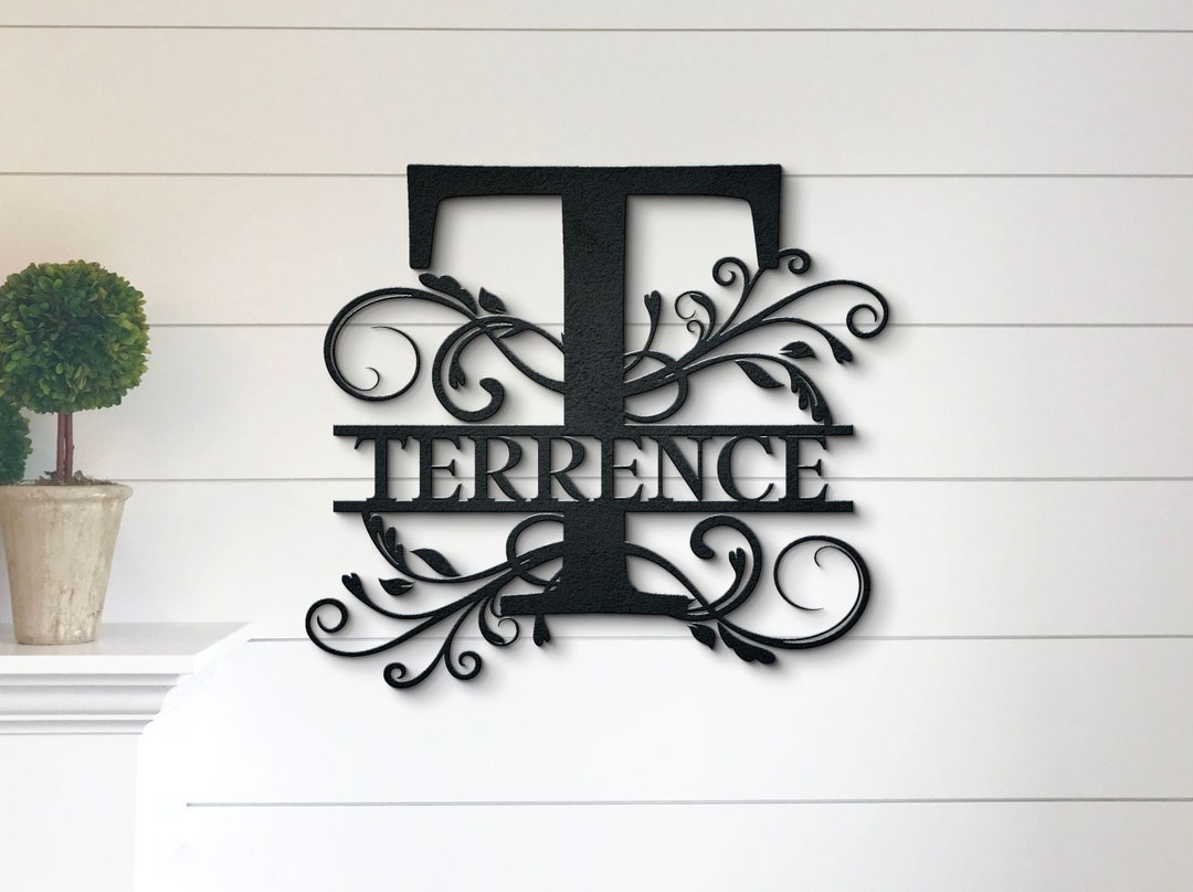 Custom Metal Monogram Sign, Elegant Monogram Metal Sign, Housewarming ...