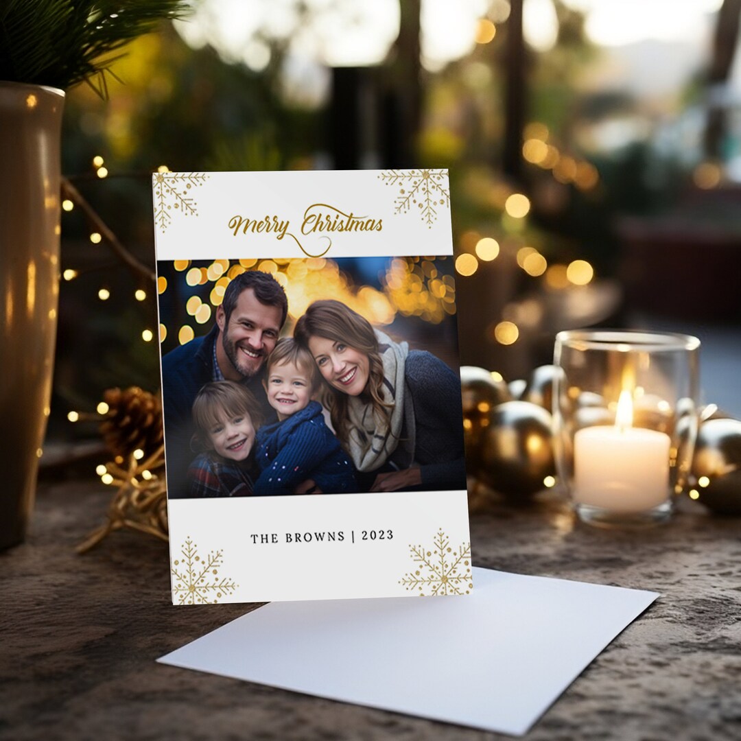 Custom Christmas Card, Moden Personalized Family Photo Holiday Card ...
