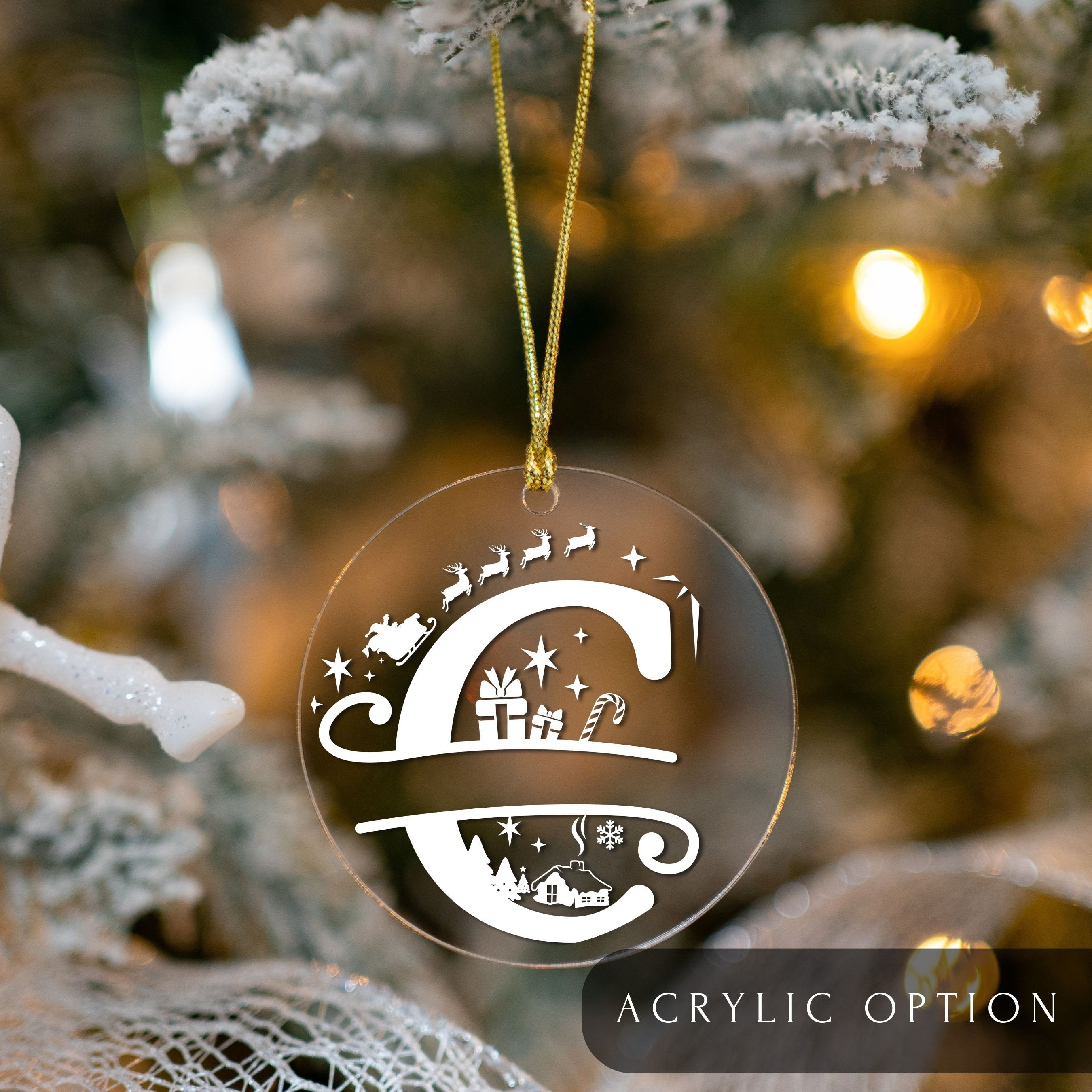 Family Monogram Ornament Personalized Ornament Name Festive - Etsy