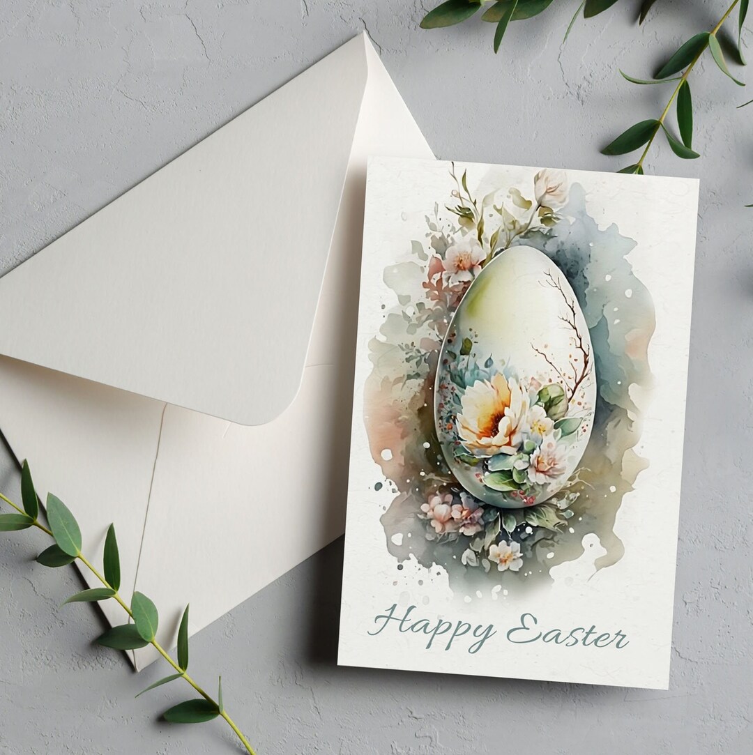 Personalized Easter Card for Her Him. Custom Hand Painted Easter Egg ...