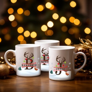 Custom Christmas Monogram Mug, Custom Personalized Cup, Family Monogram ...
