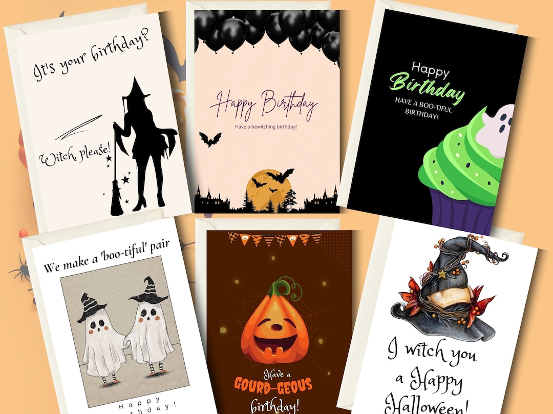 Halloween Birthday Card Pack | Halloween Birthday Bundle | Halloween ...