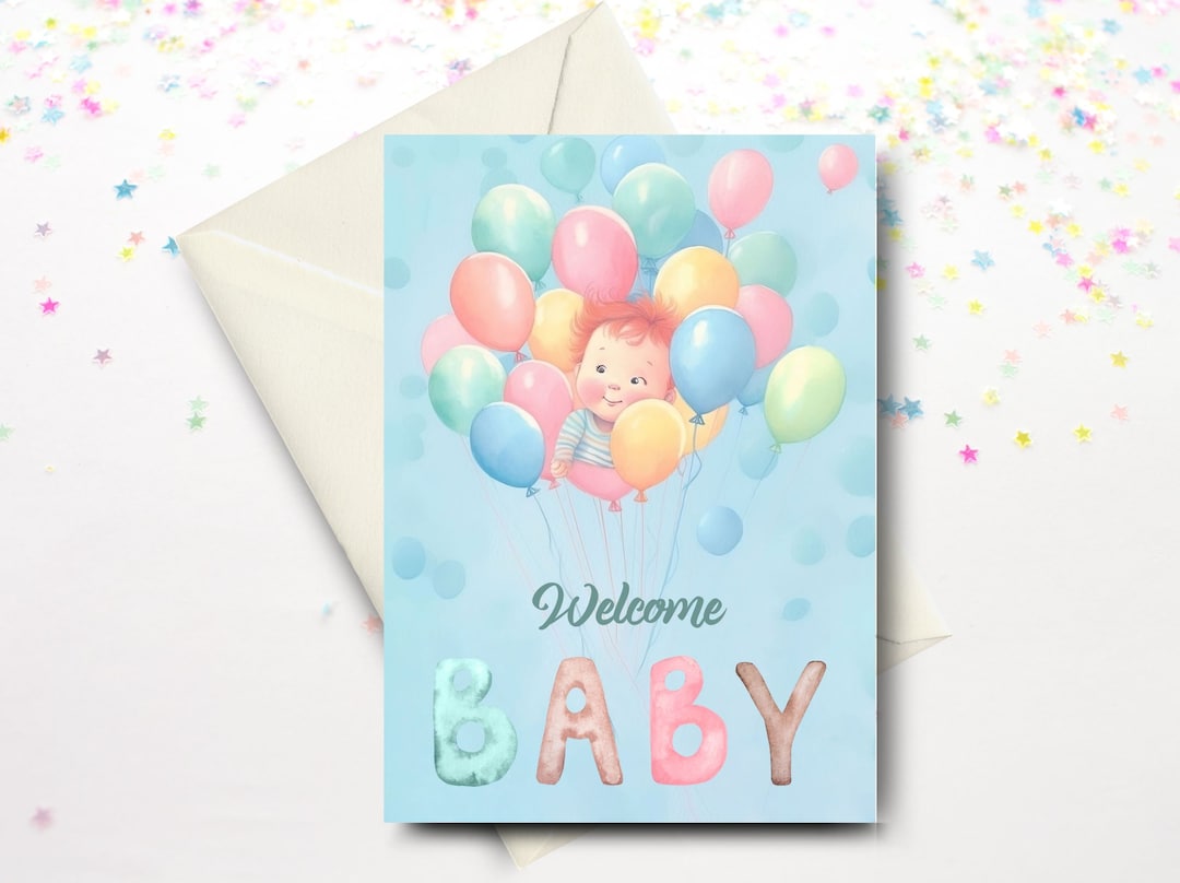 Custom New Baby, Happy Birthday Card, Custom Welcome Baby Card, Baby ...