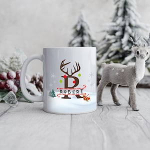 Custom Christmas Monogram Mug, Custom Personalized Cup, Family Monogram ...