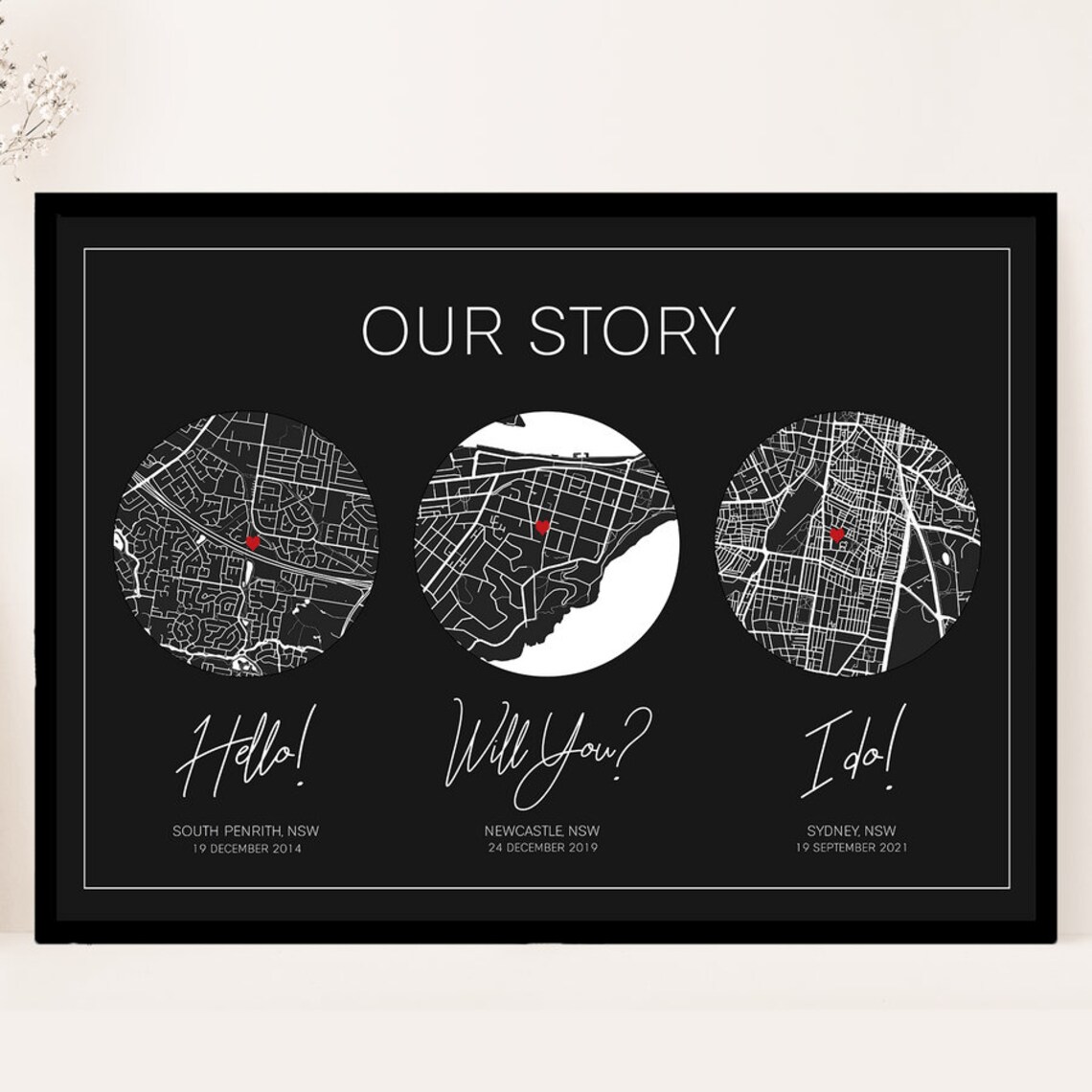 Hello, Will You, I Do Custom Map Printable, Met Engaged Married Map ...