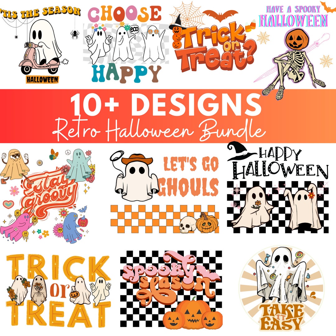 Retro Halloween Png-Bundle, Retro Halloween Png, Retro Halloween Png ...