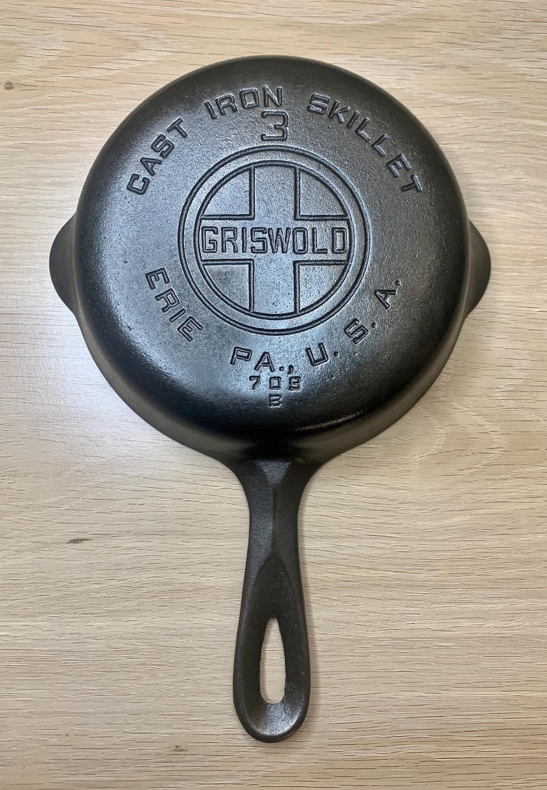 Griswold No. 3 Large Block Logo Cast Iron Skillet 709B - Etsy
