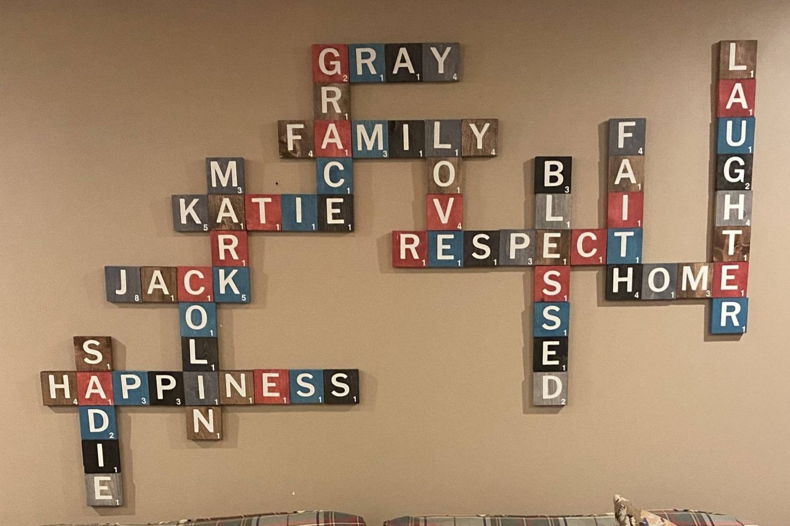 Personalized Scrabble Tiles Wall Art , Wood, Great for Families - Pet ...