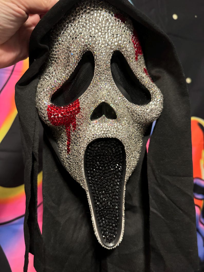 Ghostface Bloody Bling Mask Set WITH MATCHING KNIFE , Rhinestone ...