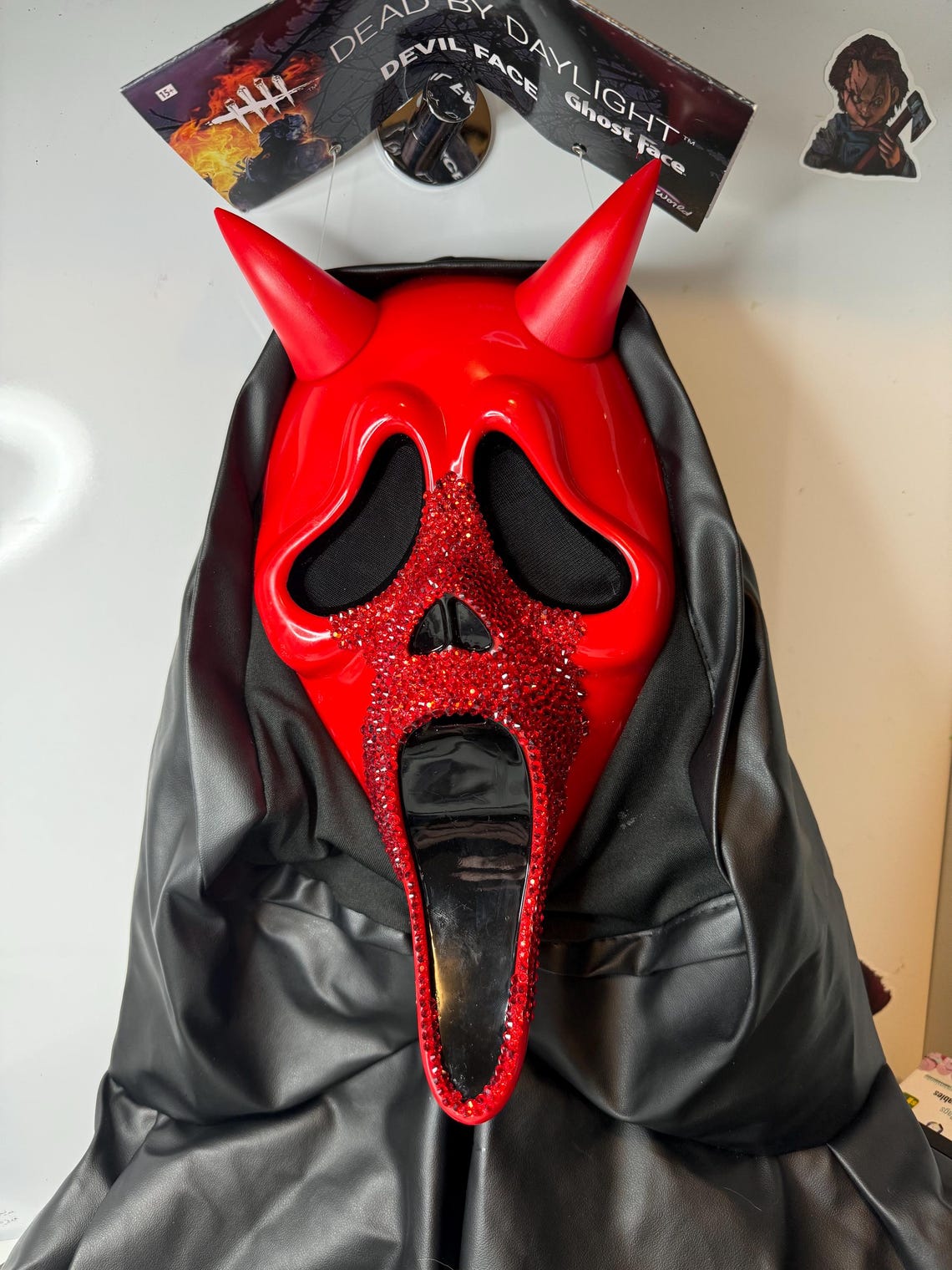 Ghostface Devil Bling Mask Set With Matching Knife, Rhinestone ...