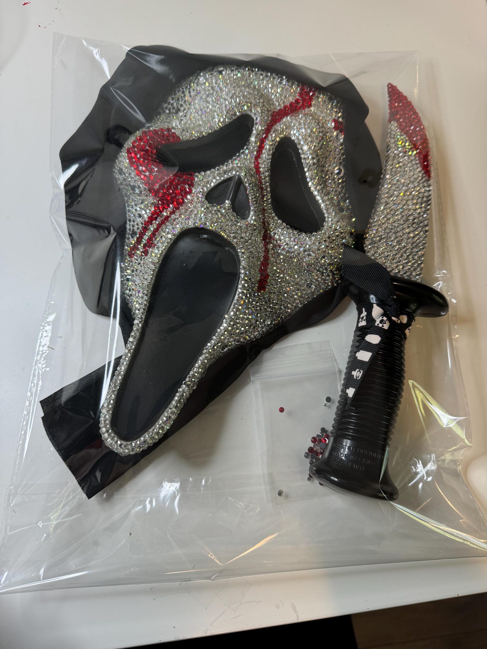 Bling Knife Prop | Ghost Face Rhinestone Knife | Photo Shoot Knife Prop ...