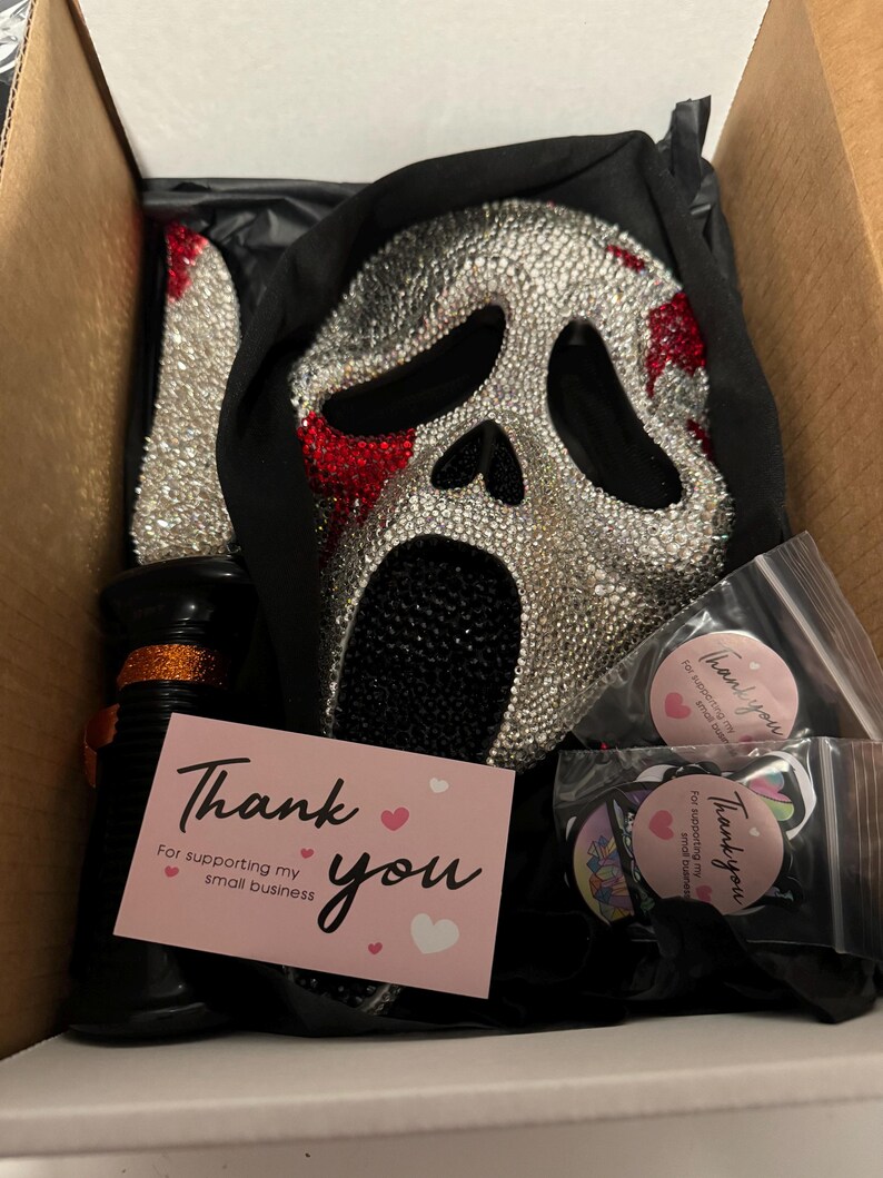 Ghostface Bling Bloody Mask Set WITH MATCHING KNIFE , Rhinestone ...