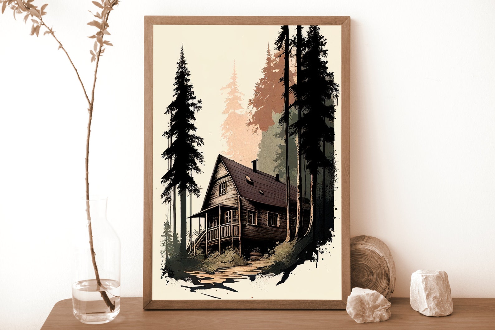 Cabin in the Forest Artwork Cabin in the Woods Digital Print - Etsy