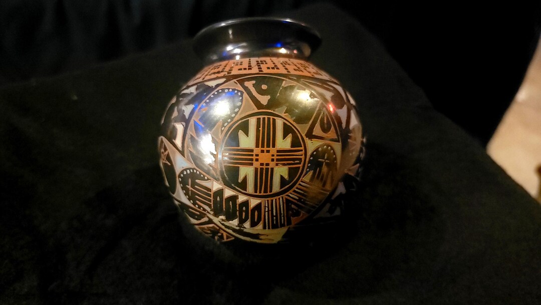 Naty D Ortega + Cesar D Nuñez Signed Polychrome Ceramic Sphere Pot With ...