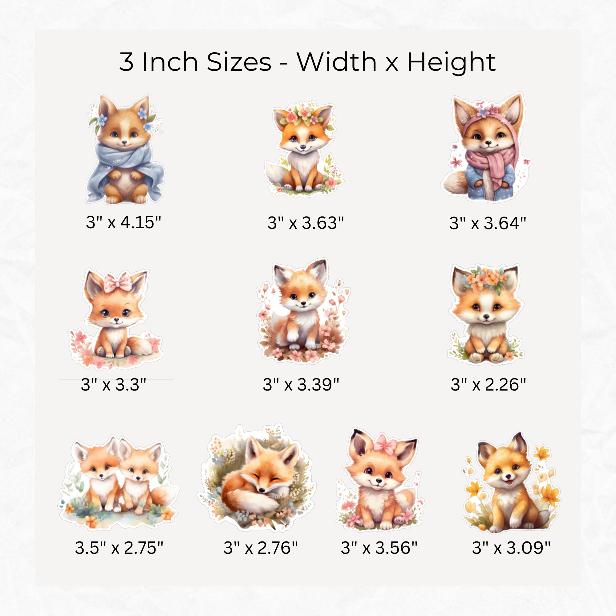 Baby Fox Die-cut Stickers, Water Resistant, Laptop Decal, Water Bottle ...