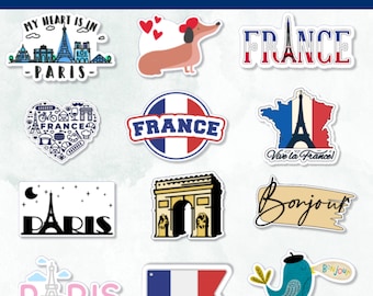 France Travel Stickers Kit With French Flag France Map - Etsy