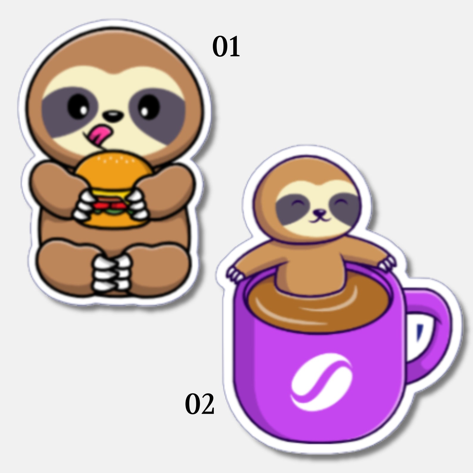 Cute Sloth Stickers, Water Resistant, Vinyl, Laptop, Phone, Cars, Water ...