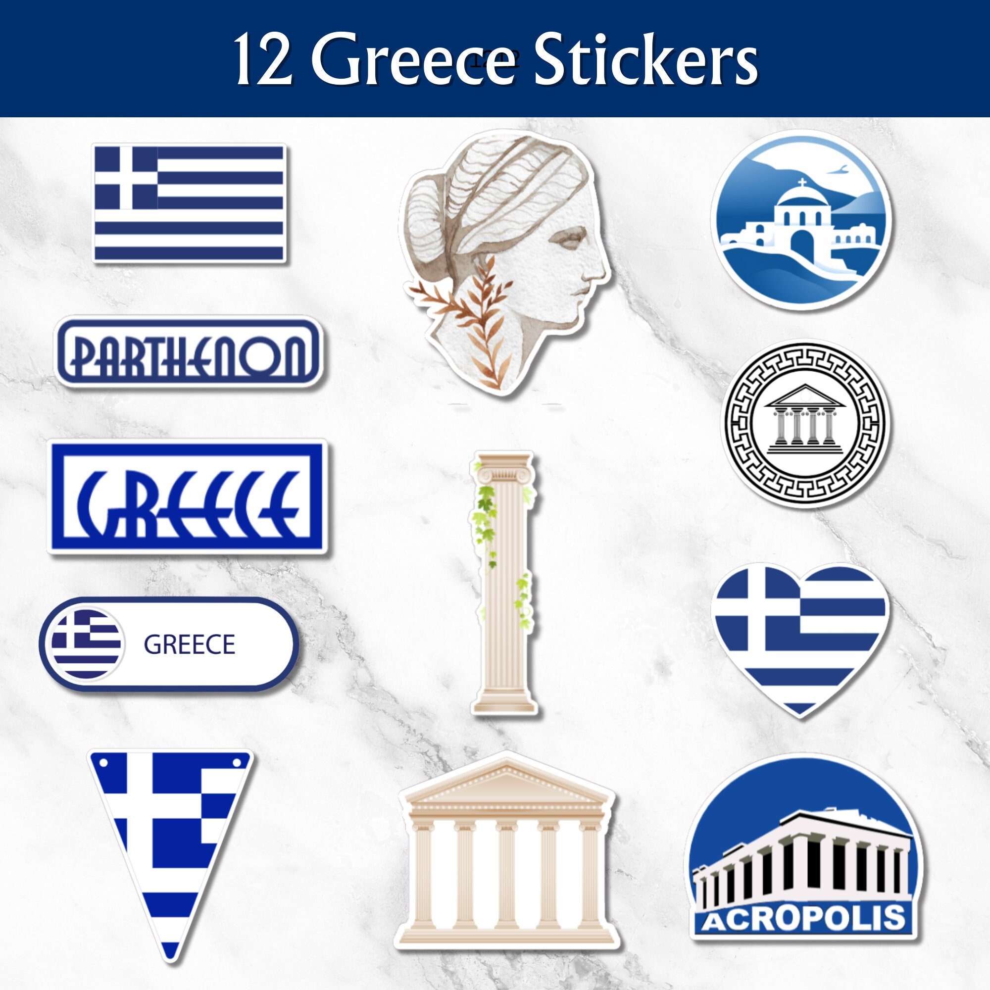 Greece Waterproof Die-cut Stickers, Water Resistant, Laptop Decal ...