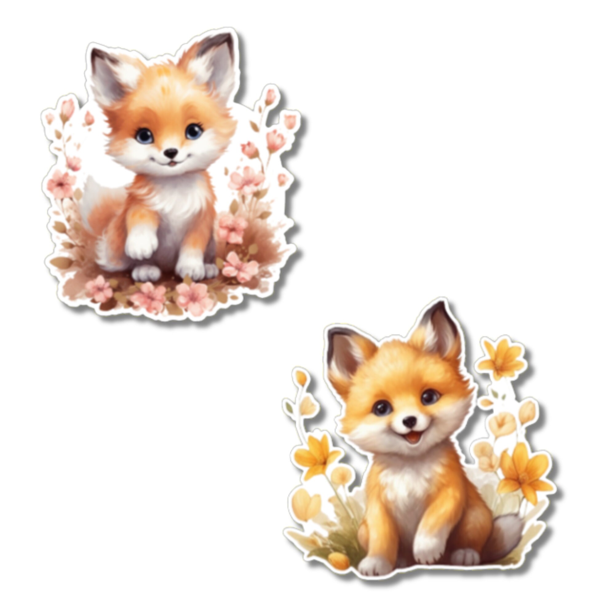 Baby Fox Die-cut Stickers, Water Resistant, Laptop Decal, Water Bottle ...