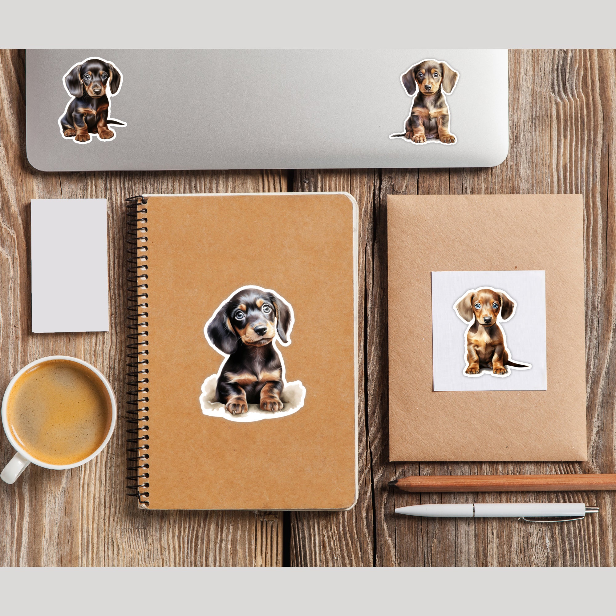 Dachshund Puppy Die-cut Stickers, Water Resistant, Laptop Decal ...