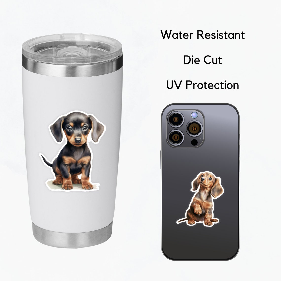Dachshund Puppy Die-cut Stickers, Water Resistant, Laptop Decal ...