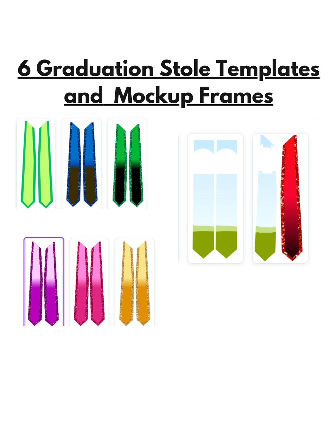 Graduation Stole Templates and Mockup Frames - Etsy
