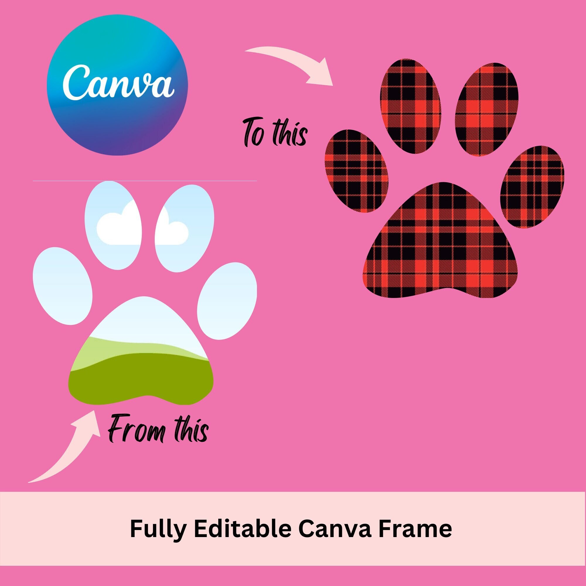 Editable Canva Paw Print Frame - Etsy