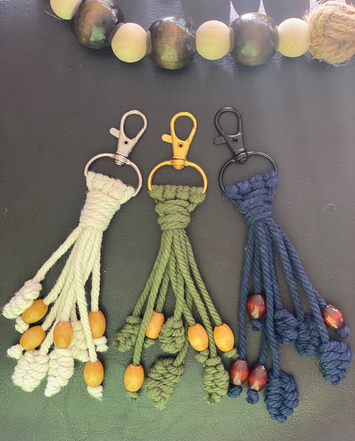 Beaded Macrame Leaf Keychain/end Knot Keychain/keychain/gift Idea/key ...