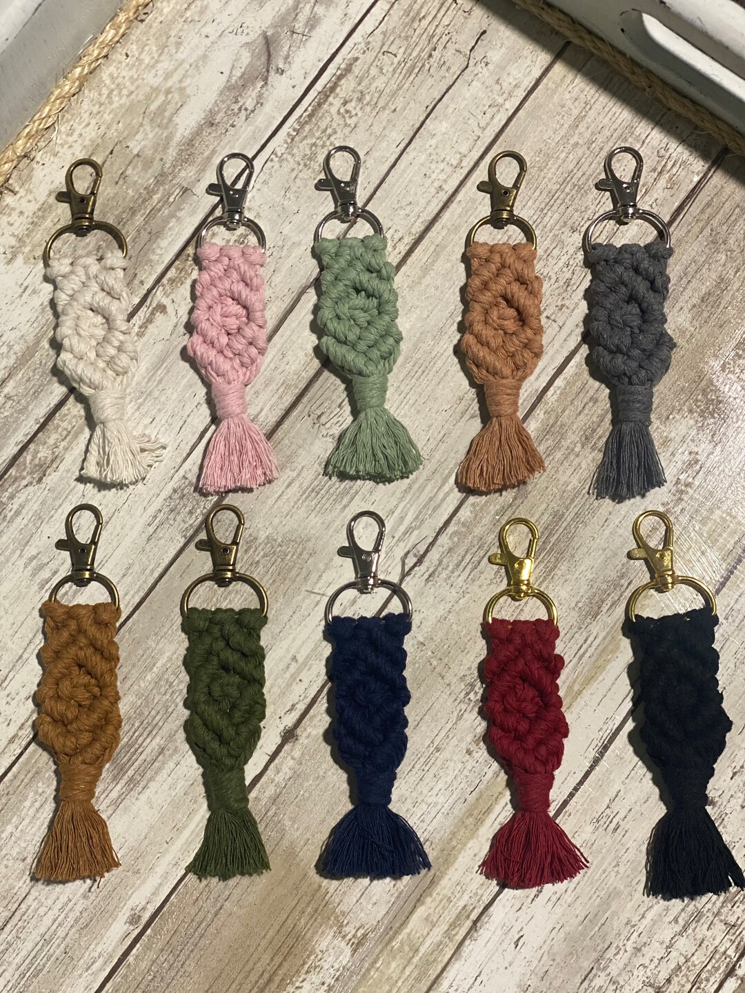 Diamond Macrame Keychain With Lobster Claw Clasp, Boho Bag Charm - Etsy