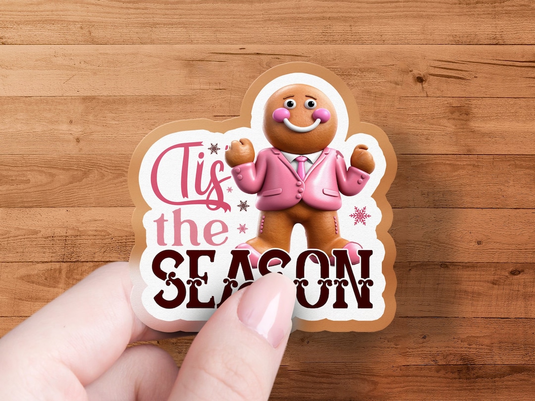 Pink Gingerbread Man Christmas Vinyl Sticker Vinyl Sticker - Etsy