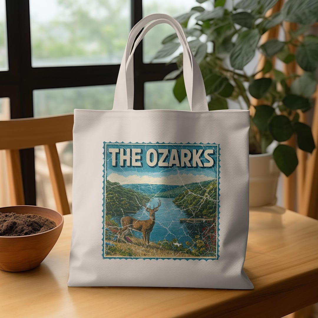 Ozarks Tote Bag: Vintage Lake & Deer Graphic, Nature Lover Souvenir - Etsy