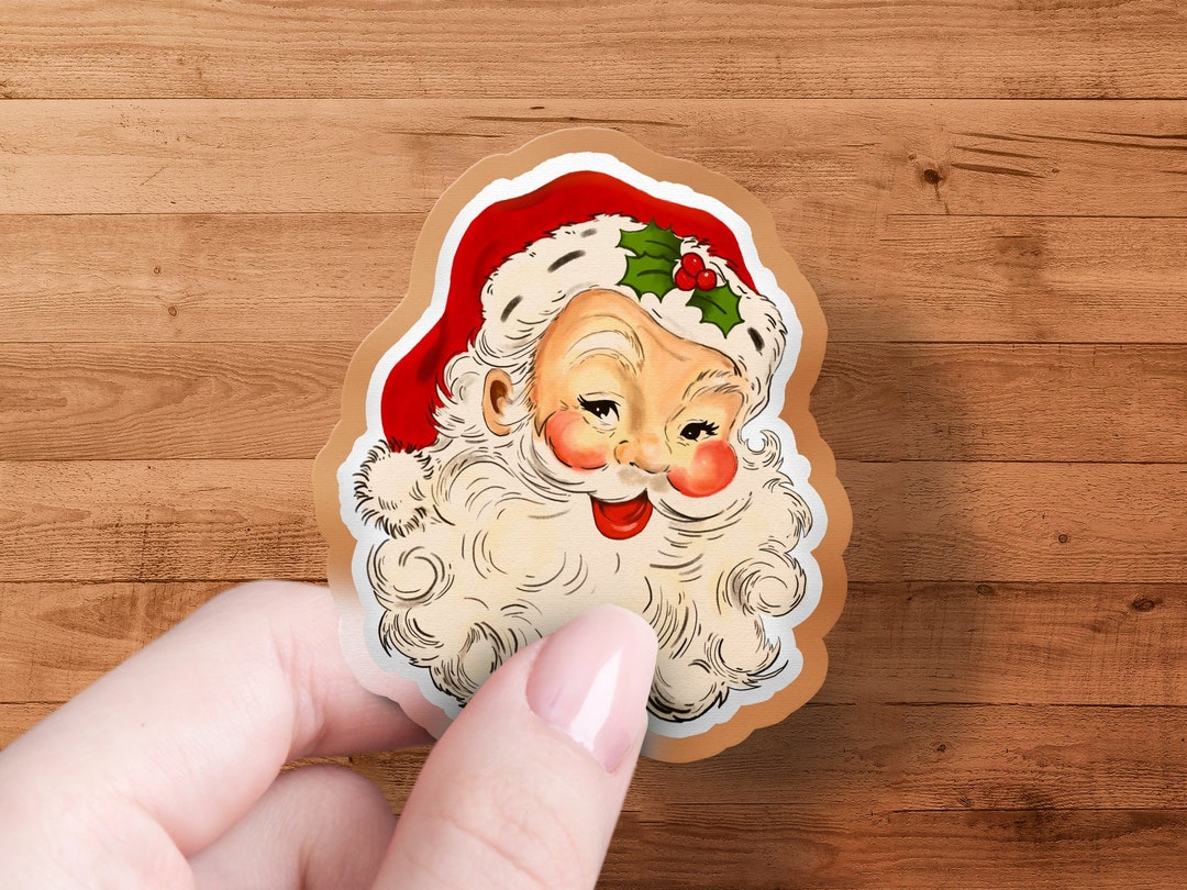 Vintage Santa Christmas Vinyl Sticker, Vinyl Sticker for Water Bottle ...