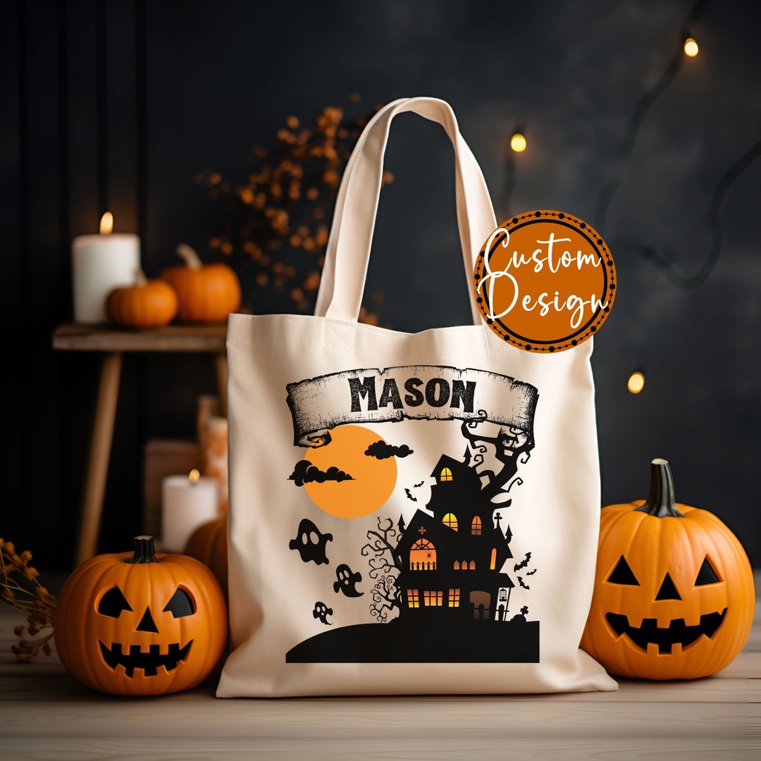 Personalized Halloween Tote Bag, Custom Trick or Treat Tote Bag ...